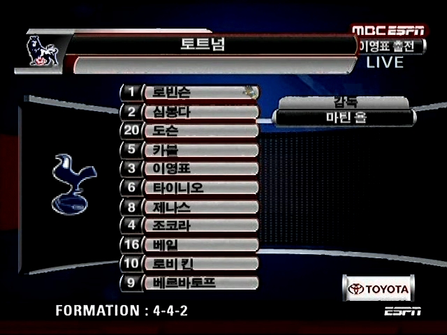 2007-2008 EPL 9R 리버풀 vs 토트넘 핫스퍼 (이영표 선발 출전)