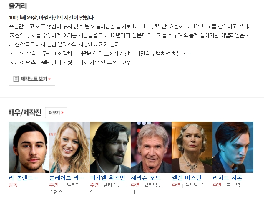 영원히 늙지 않는 여자의 이야기, 블레이크 라이블리의 아델라인-멈춰진 시간